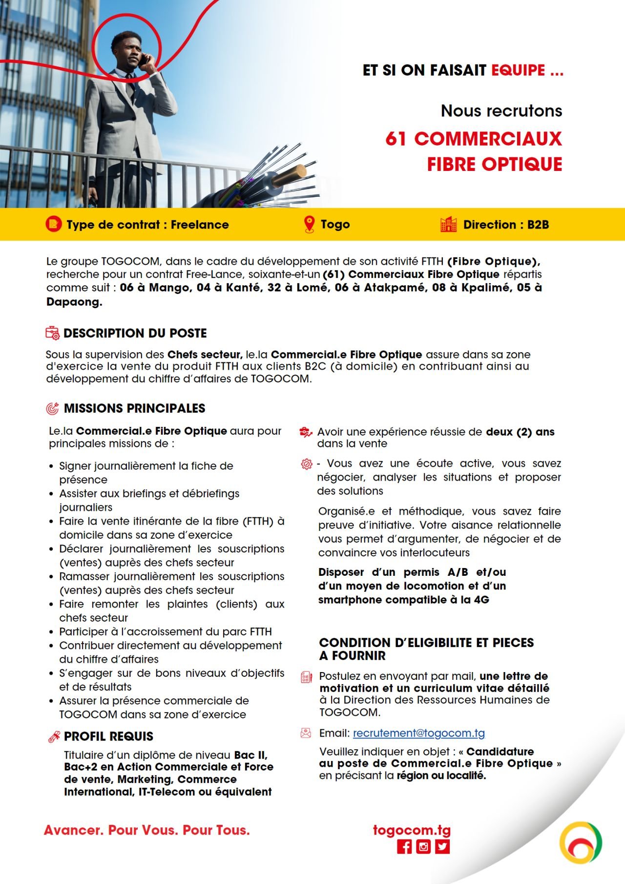 Offre d'emploi : Le groupe Togocom recrute plus de 60 nouveaux profils ...
